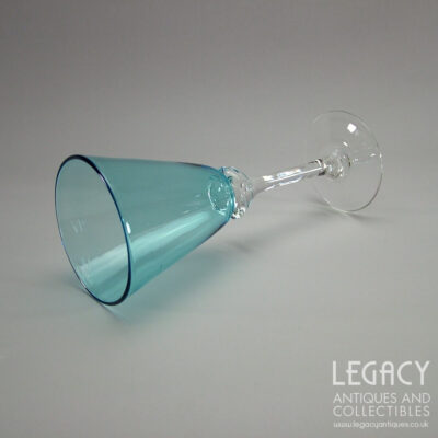 Bath Aqua Glass Large Conical Wine Glass with Enclosed Bubble Stem c ...