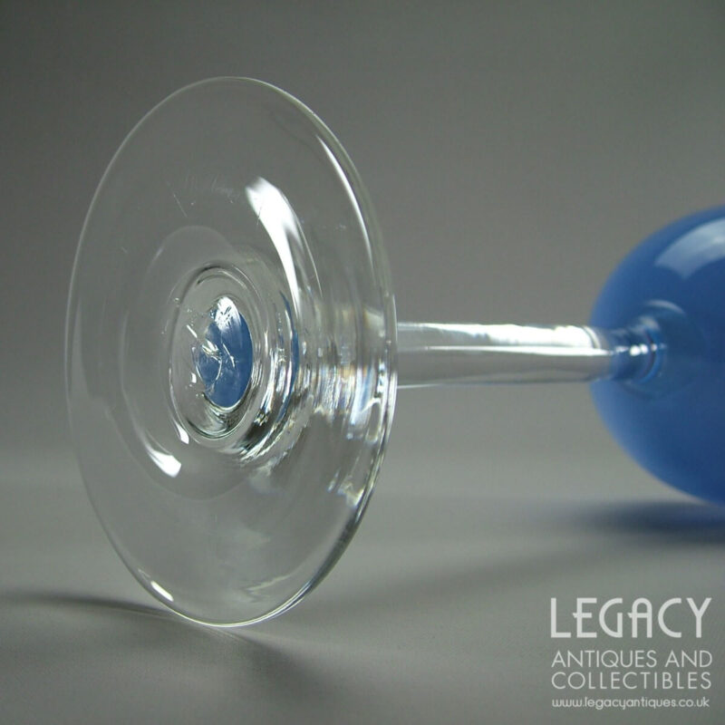 Neil Wilkin Large Studio Glass Goblet with Blue Bowl c.1980s - Legacy ...